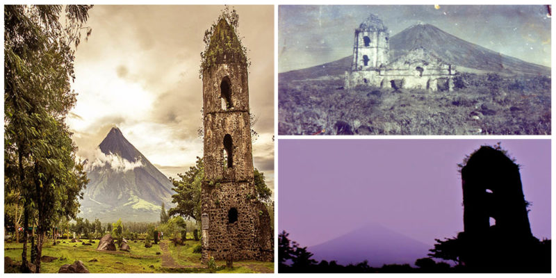 Cagsawa Ruins - A church in front of a lonely mountain - Abandoned Spaces